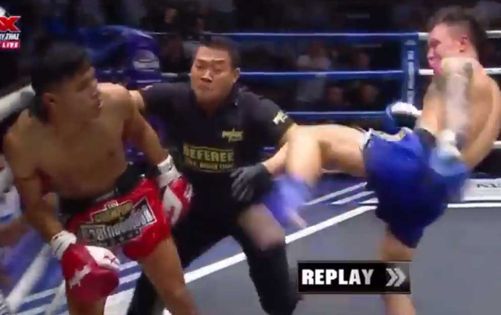 Watch: Ref KO’d as Muay Thai fighter scores stunning double knockout ...