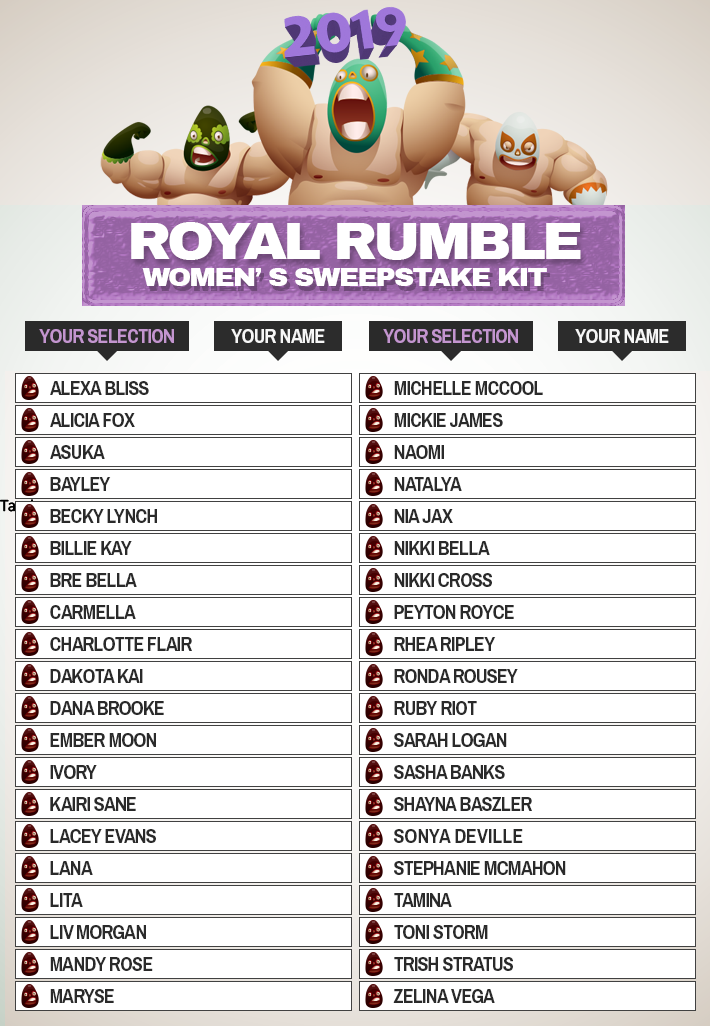 Royal Rumble 2019 Sweepstake Kits: Grapple your mates for a winner ...