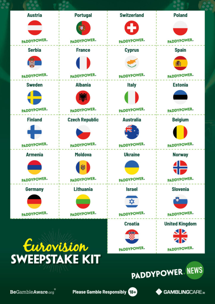 Eurovision Sweepstake Kit: Download and play with Paddy's kit