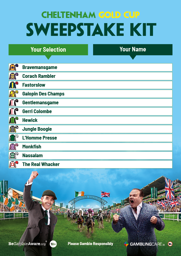 Cheltenham Gold Cup Sweepstake Kit Download For Free Here Paddy