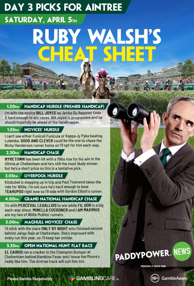 Aintree Tips: Ruby Walsh's Saturday cheat sheet on day 3