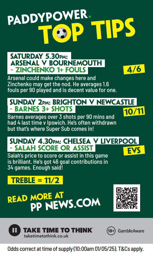 Football Tips: This weekend’s Super Sub acca adds up to 11/2 – Paddy ...