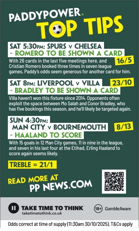 Football Tips: Our 21/1 Premier League Super Sub Acca – Paddy Power News