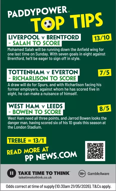 Football Tips: Sunday’s 13/1 Super Sub Acca – Paddy Power News
